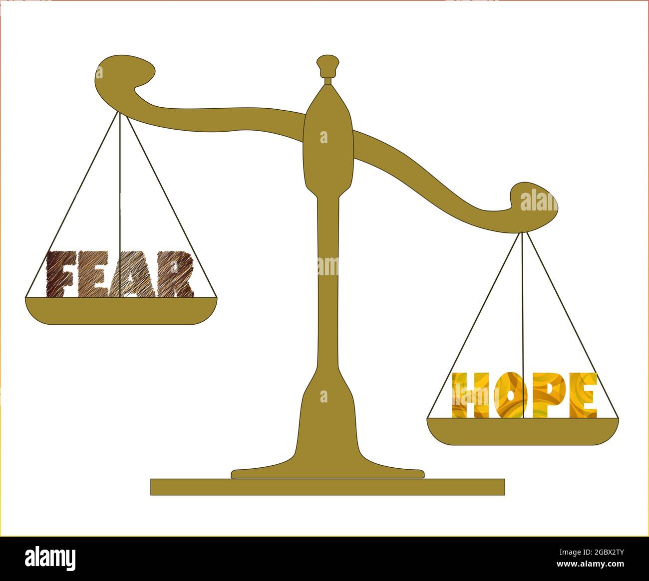 Illustration showing the Concept of comparing Hope vs Fear Stock Photo ...