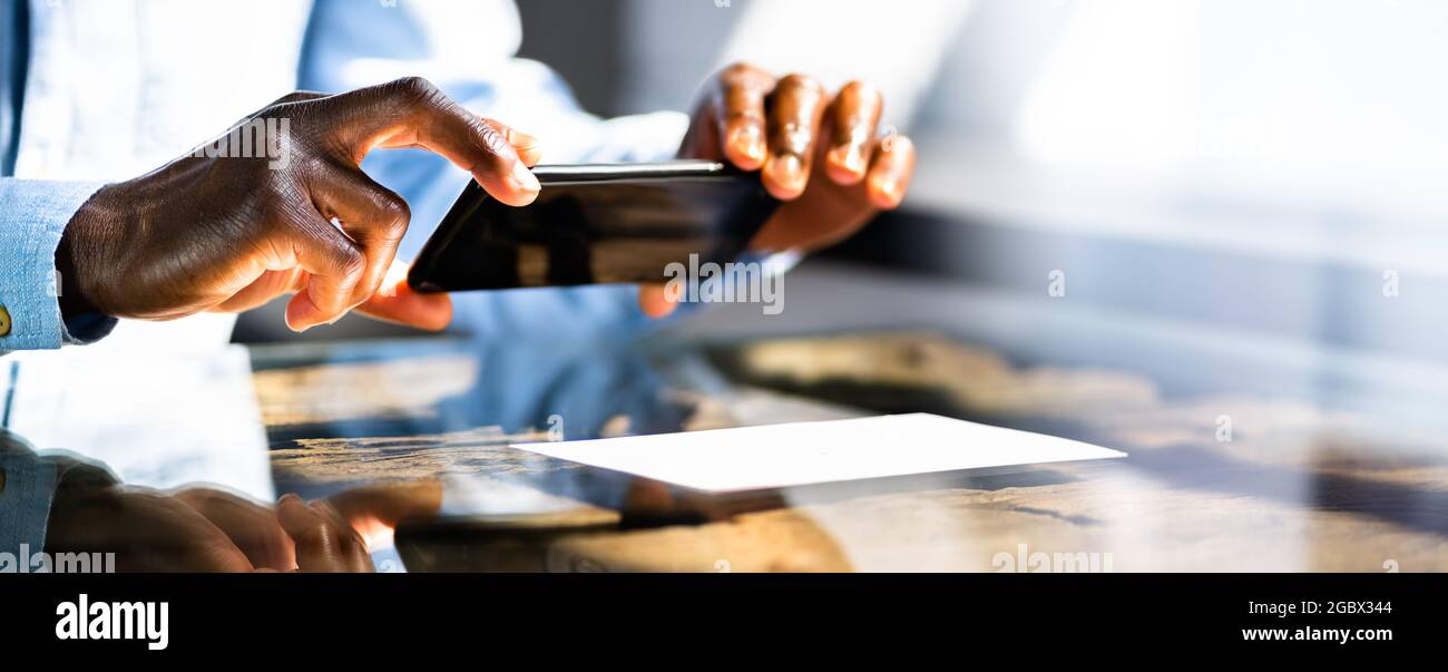 Remote Cheque Deposit Using Mobile Phone. Check Capture Stock Photo - Alamy