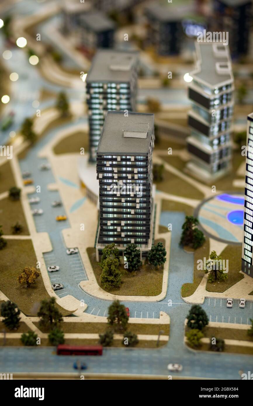 high-rise buildings in miniature. infrastructure of a small town Stock ...