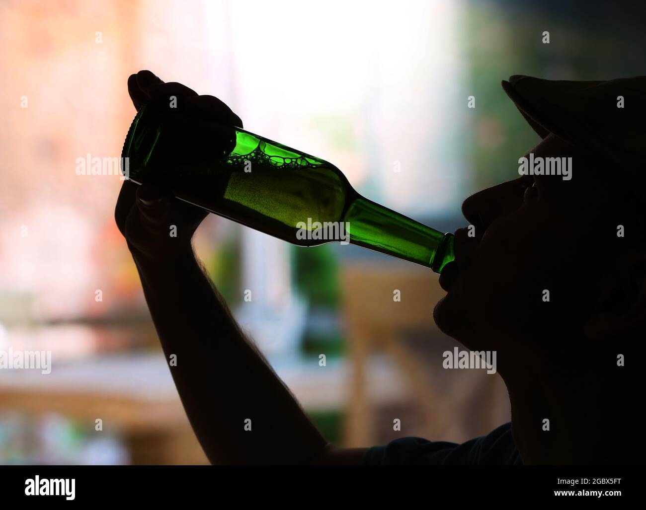 Silhouette Man Drinking Beer High Resolution Stock Photography and ...