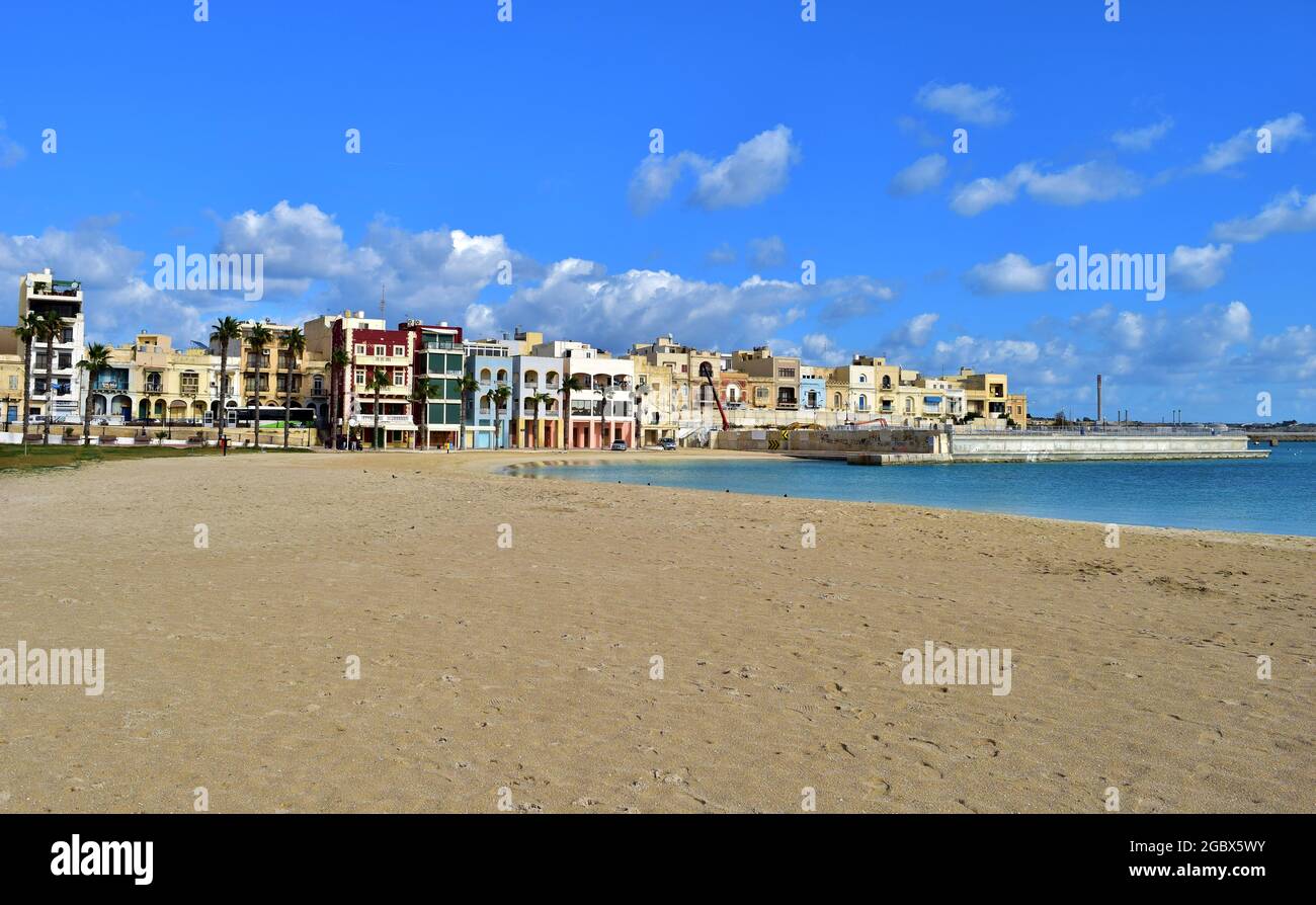 View of Pretty bay and its sandy beach in the seaside village of ...