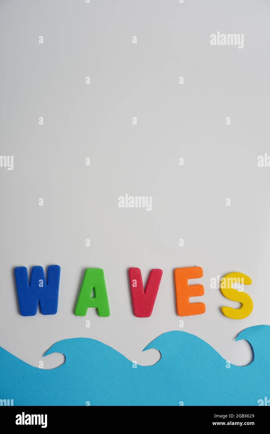 Word waves written in colored alphabets,funny way to teach kids Stock ...