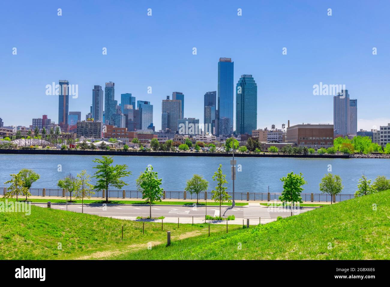 High-rise residential buildings under development stand beyond the East ...