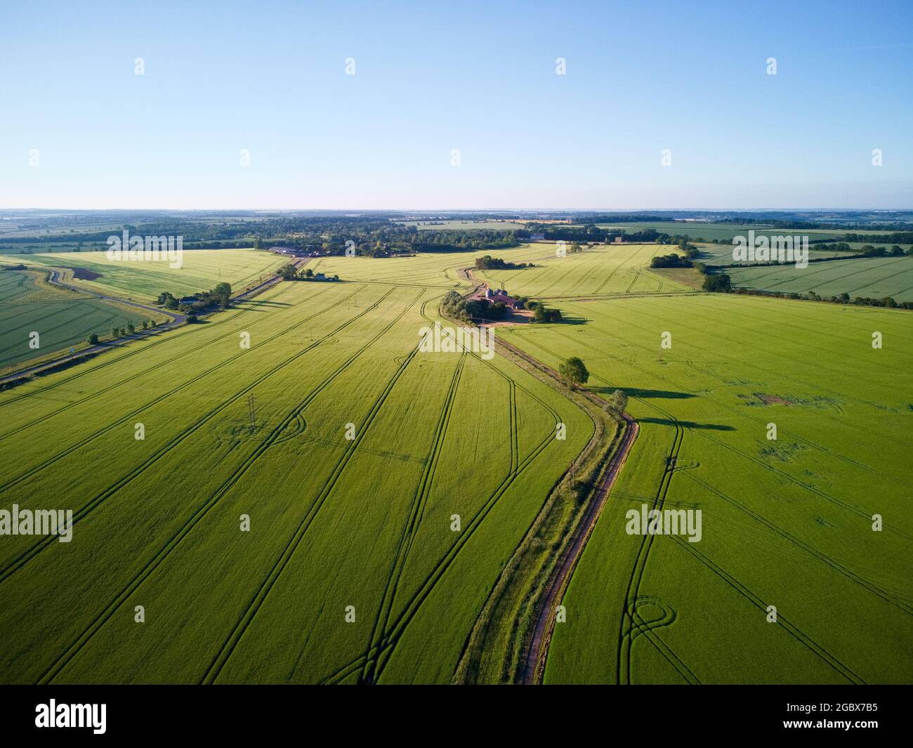 Aerial view of green fields Stock Photo - Alamy