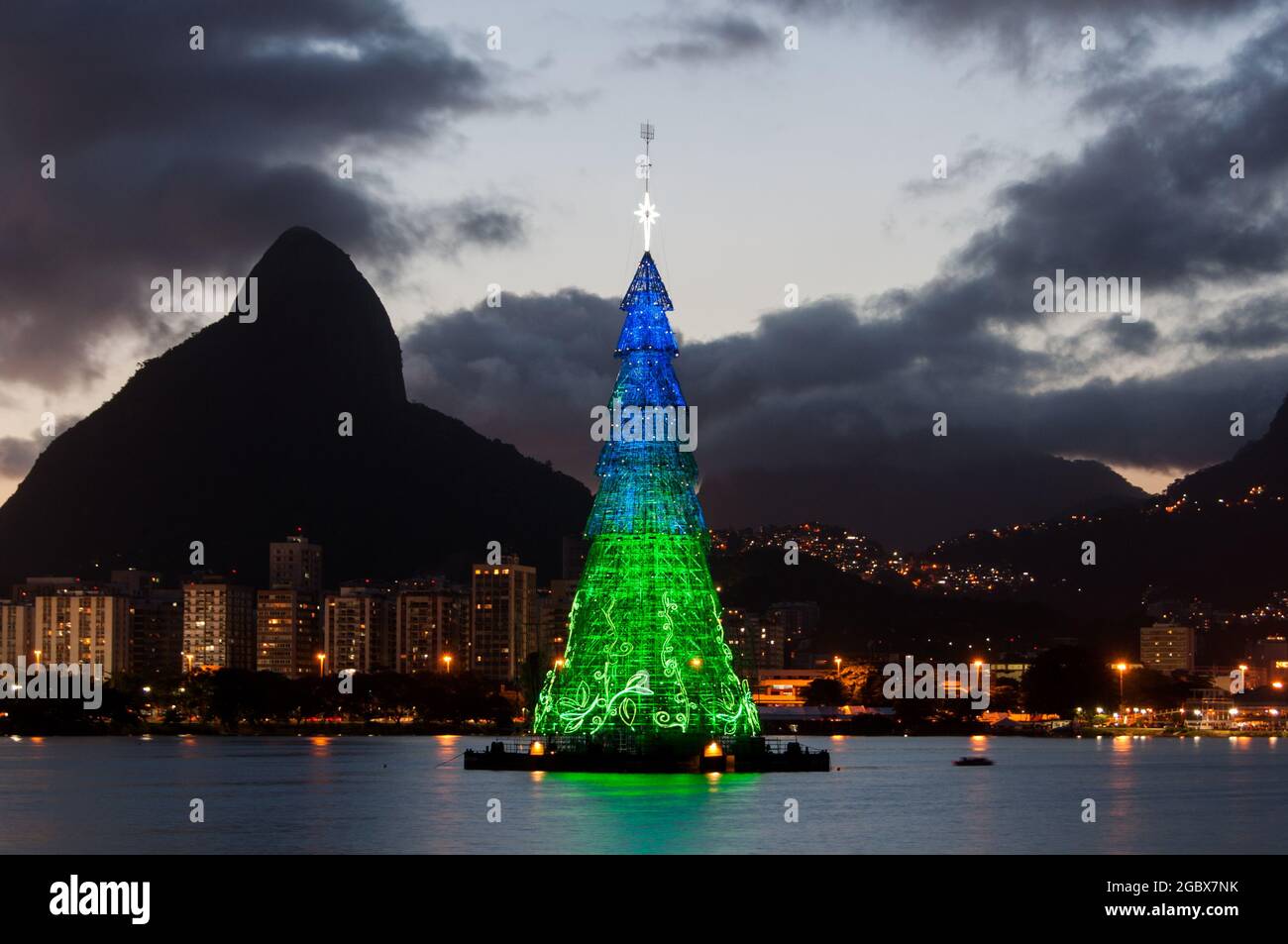 Christmas Tree in Rio de Janeiro in the Middle of Rodrigo de Freitas ...