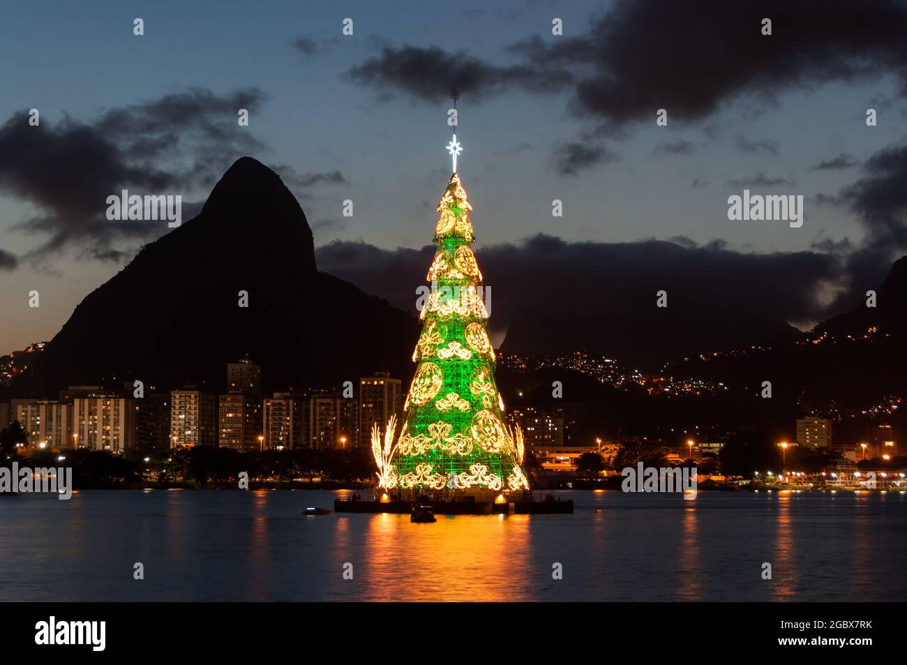 Christmas Tree in Rio de Janeiro in the Middle of Rodrigo de Freitas ...