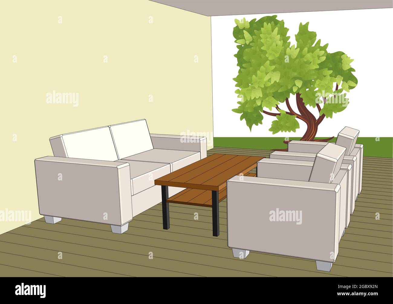 Backyard patio furniture relax Stock Vector Images - Alamy