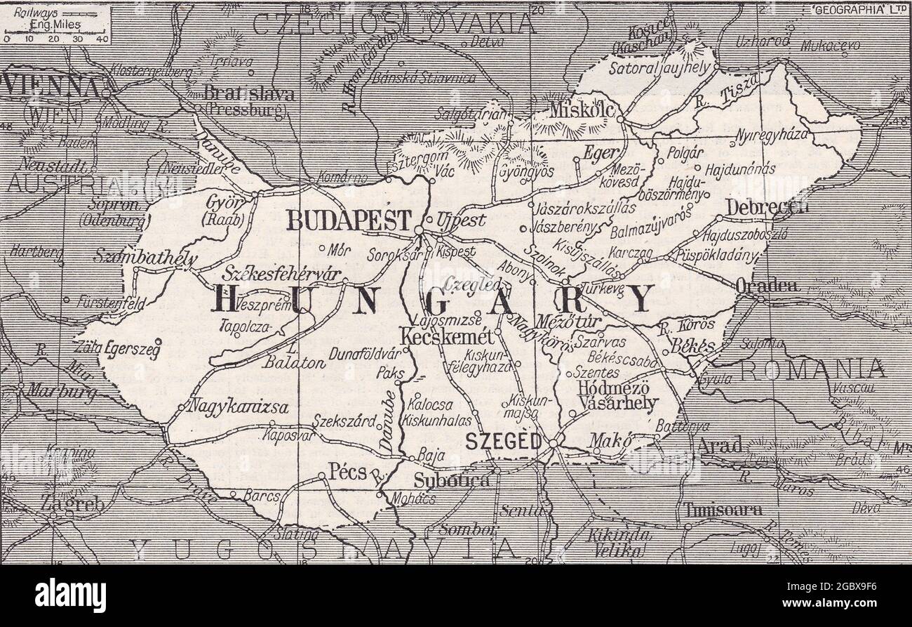 Vintage map of Hungary 1900s Stock Photo - Alamy