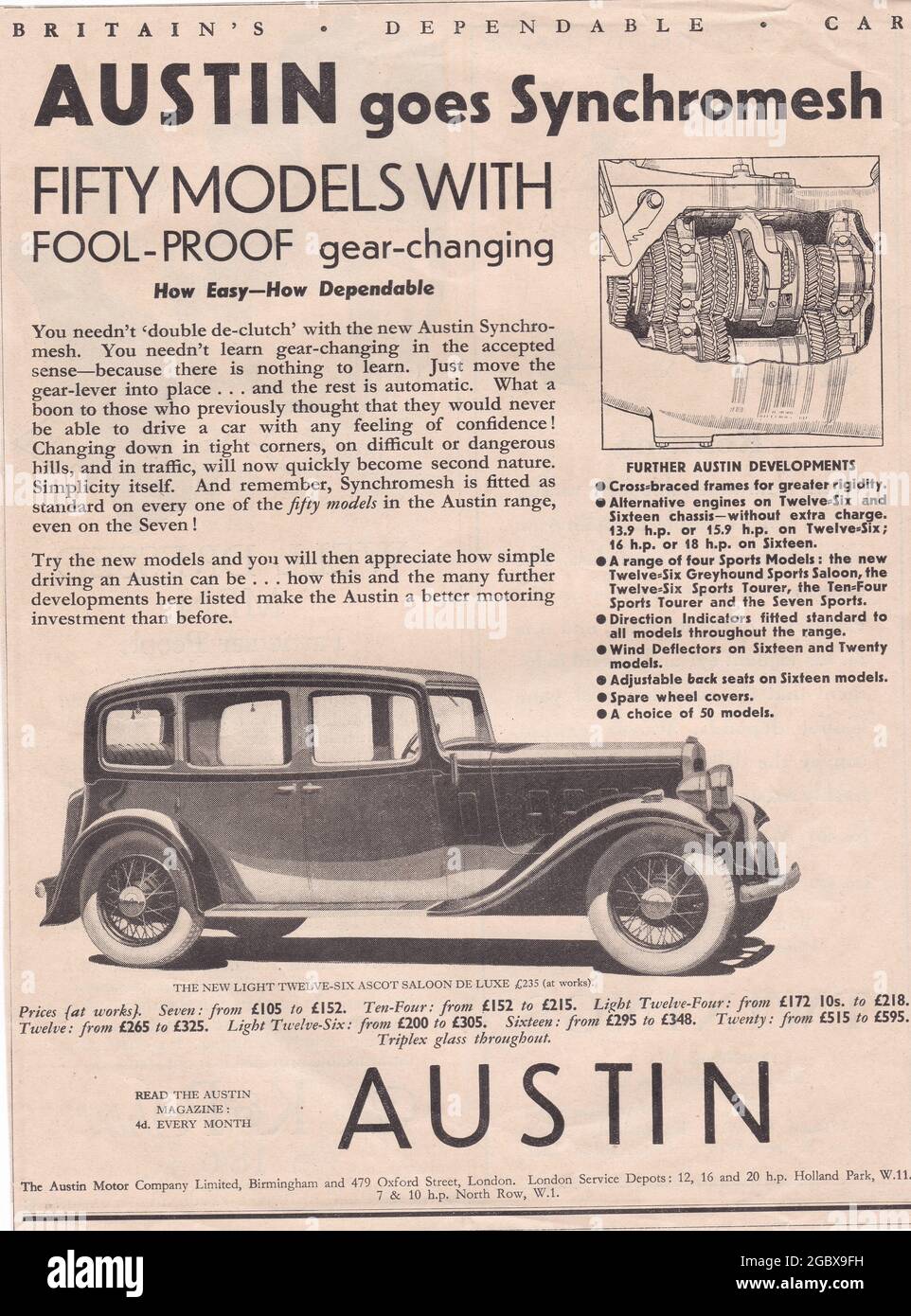 1930s austin car ad hi-res stock photography and images - Alamy