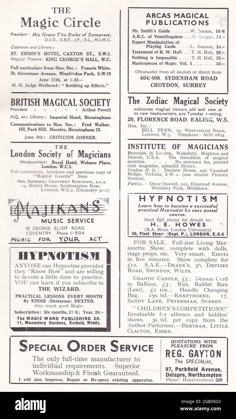 Vintage Abracadabra adverts 1948 - The Magic Circle / British Magical ...