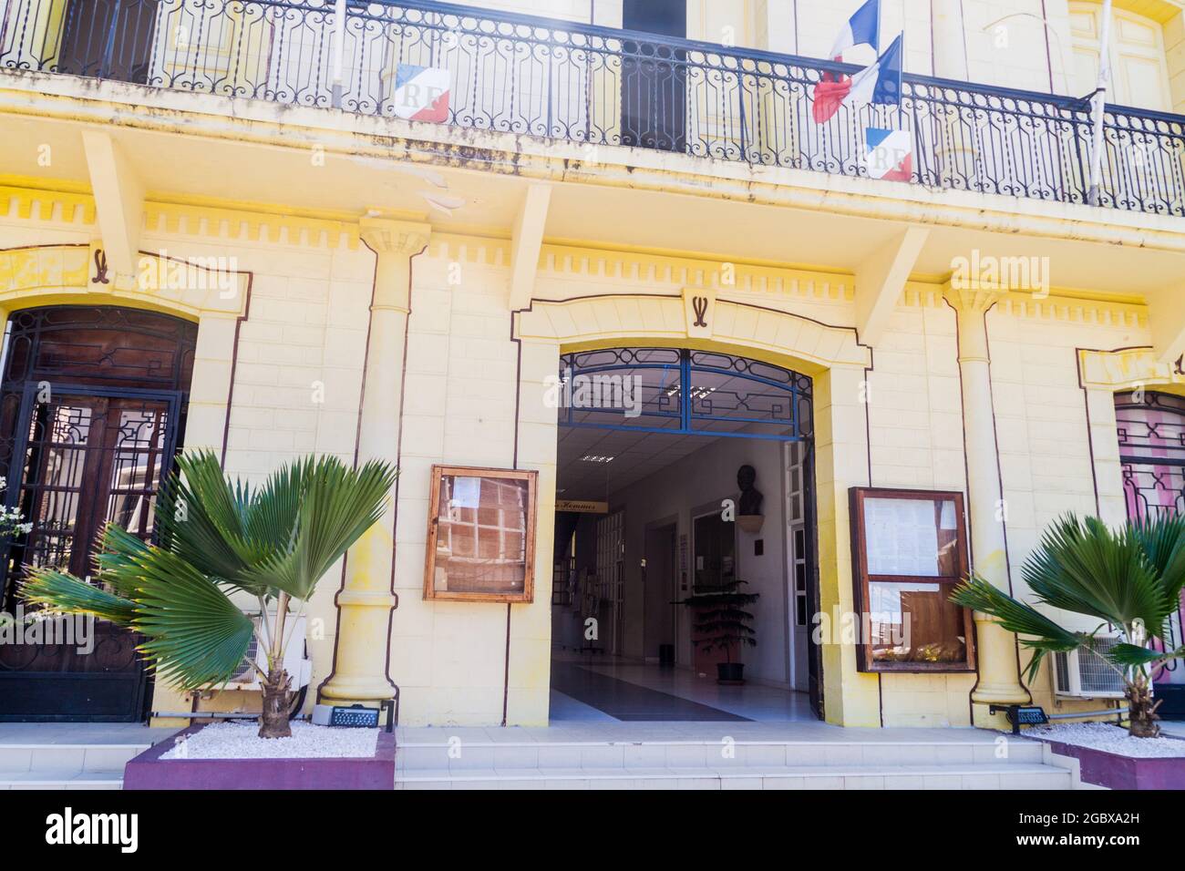 CAYENNE, FRENCH GUIANA - AUGUST 3, 2015: View of a town hall in Cayenne ...