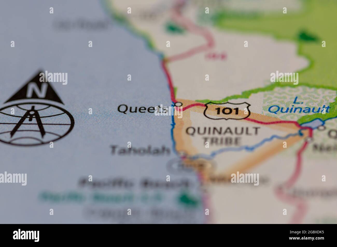 Queets Washington State USA shown on a road map or Geography map Stock ...
