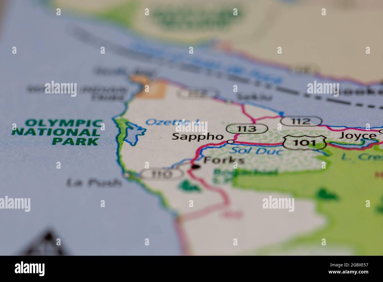 Sappho Washington State USA shown on a road map or Geography map Stock ...