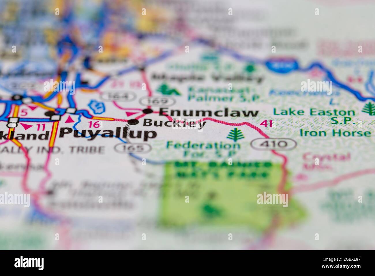 Buckley Washington State USA shown on a road map or Geography map Stock ...