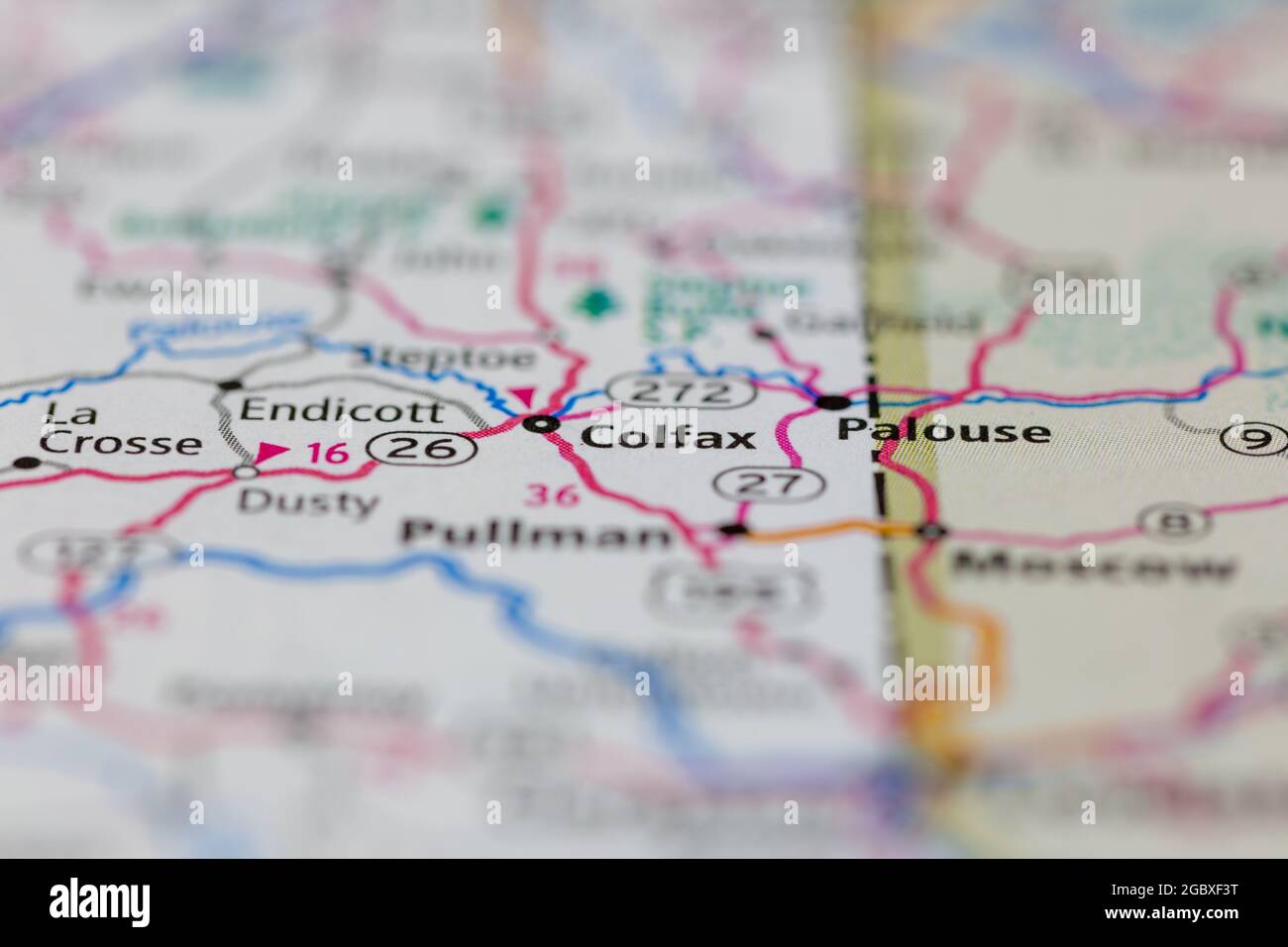 Colfax Washington State USA shown on a road map or Geography map Stock ...