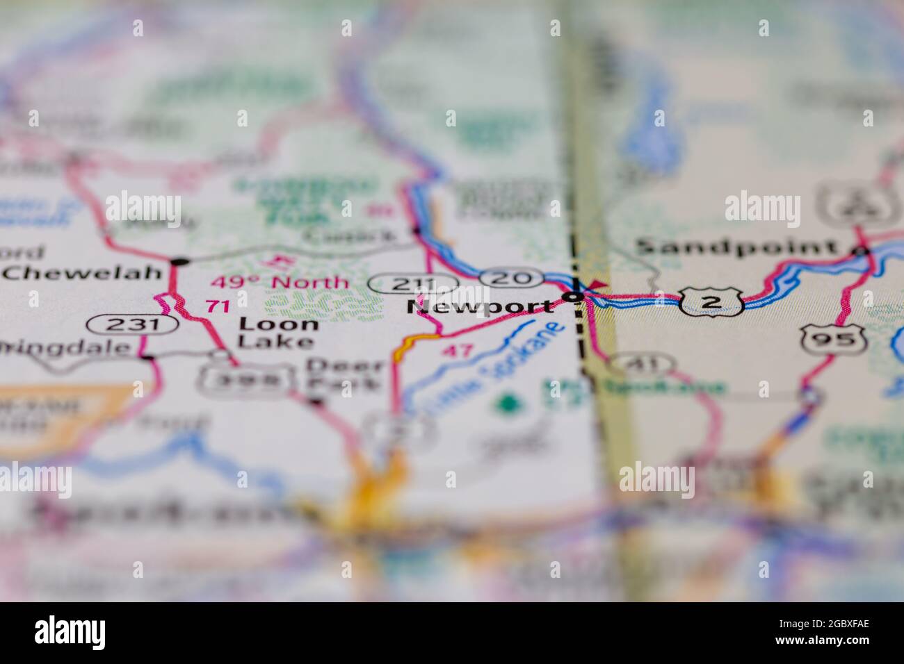 Newport Washington State USA shown on a road map or Geography map Stock ...