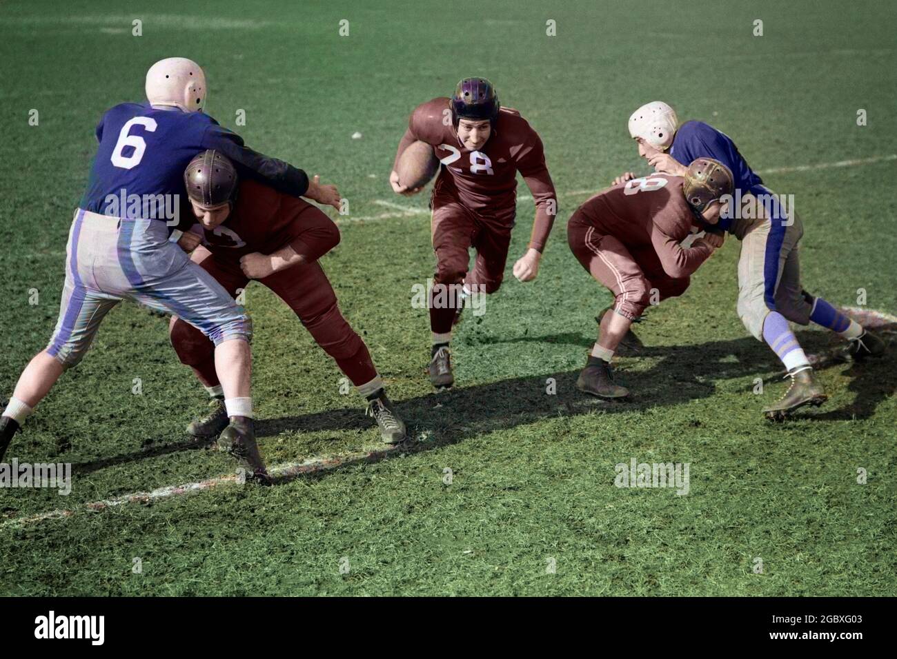 1940s 1950s MAN AMERICAN FOOTBALL PLAYER RUNNING BACK WITH BALL ...
