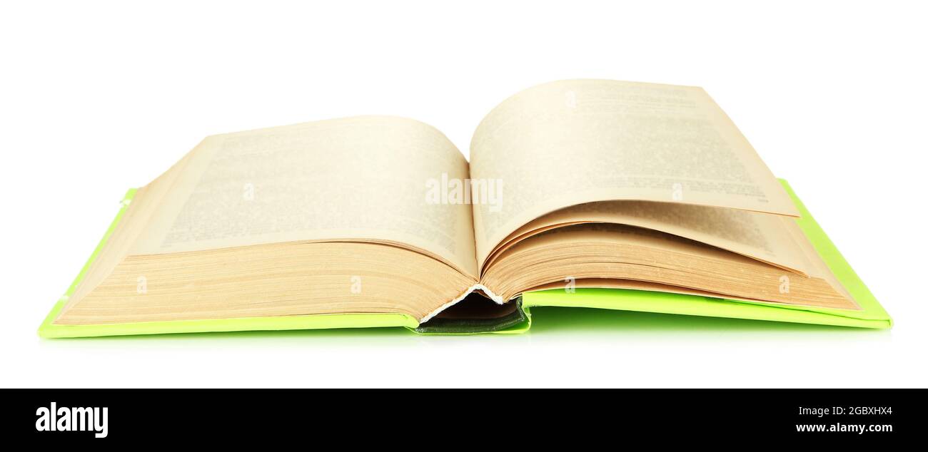 Opened book isolated on white Stock Photo - Alamy