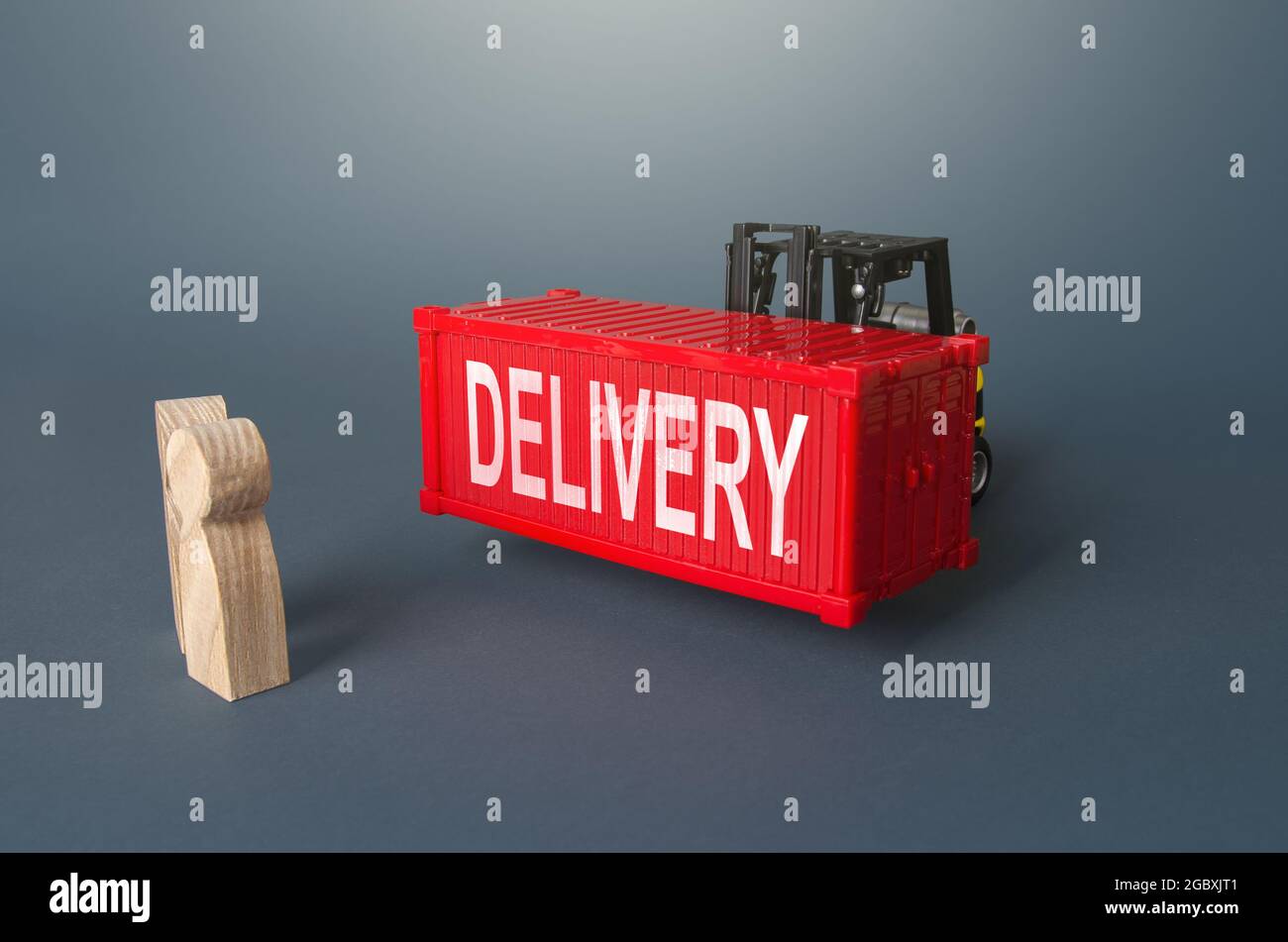 People and Delivery container. World trade, logistics. Delivery of ...
