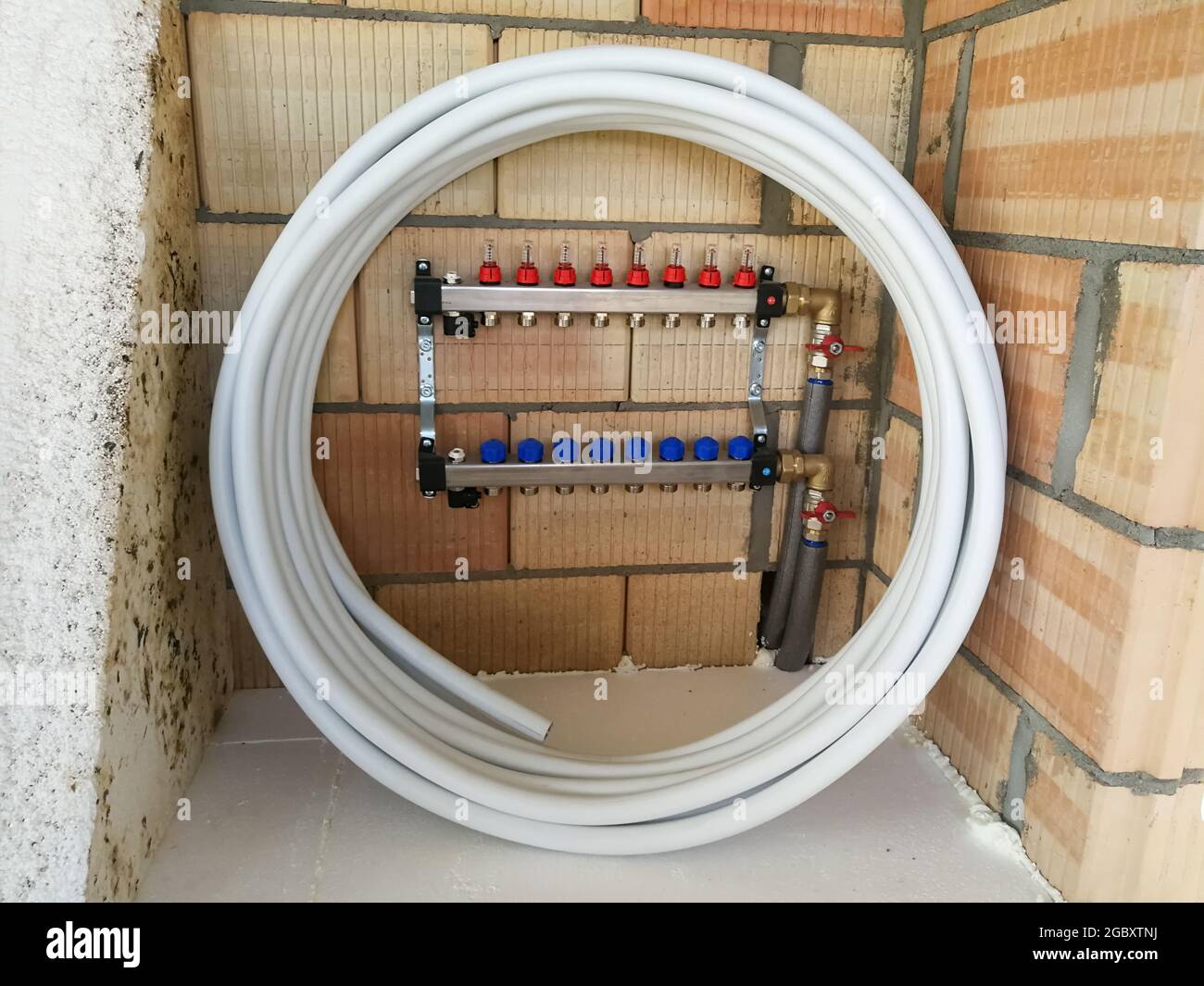 Plumbing pipe for water supply and heating in the new house under ...