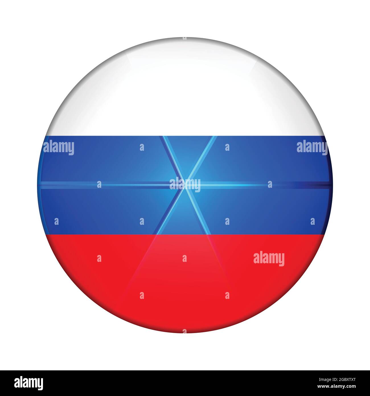 Glass light ball with flag of Russia. Round sphere, template icon ...