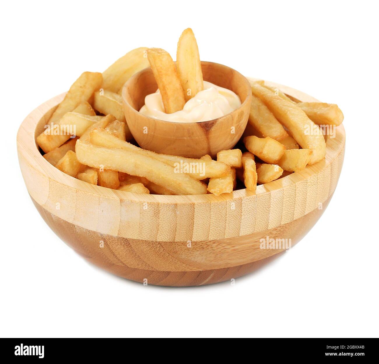 French fries in bowl isolated on white Stock Photo - Alamy