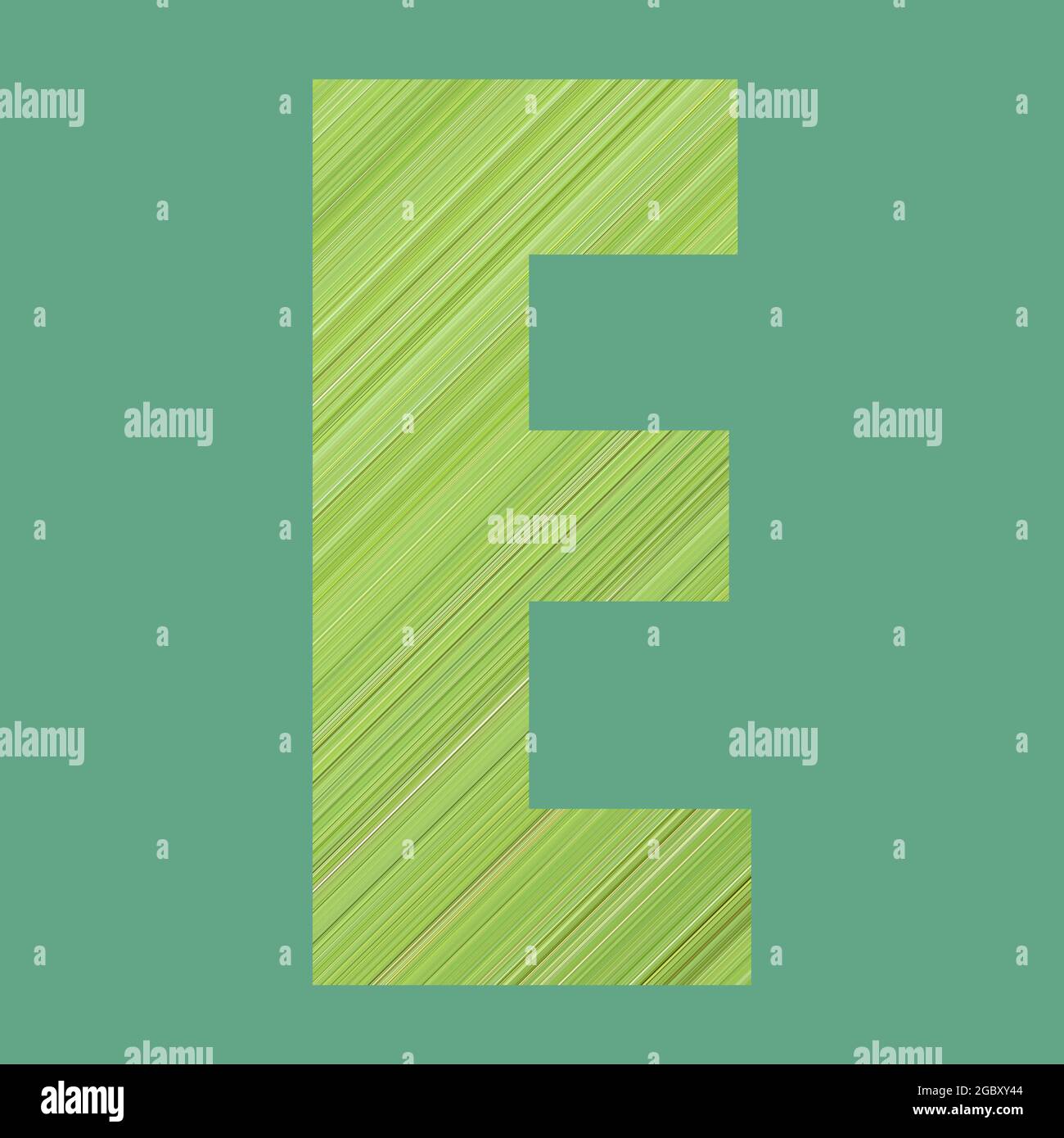 Alphabet letters of shape E in green pattern style on pastel green ...