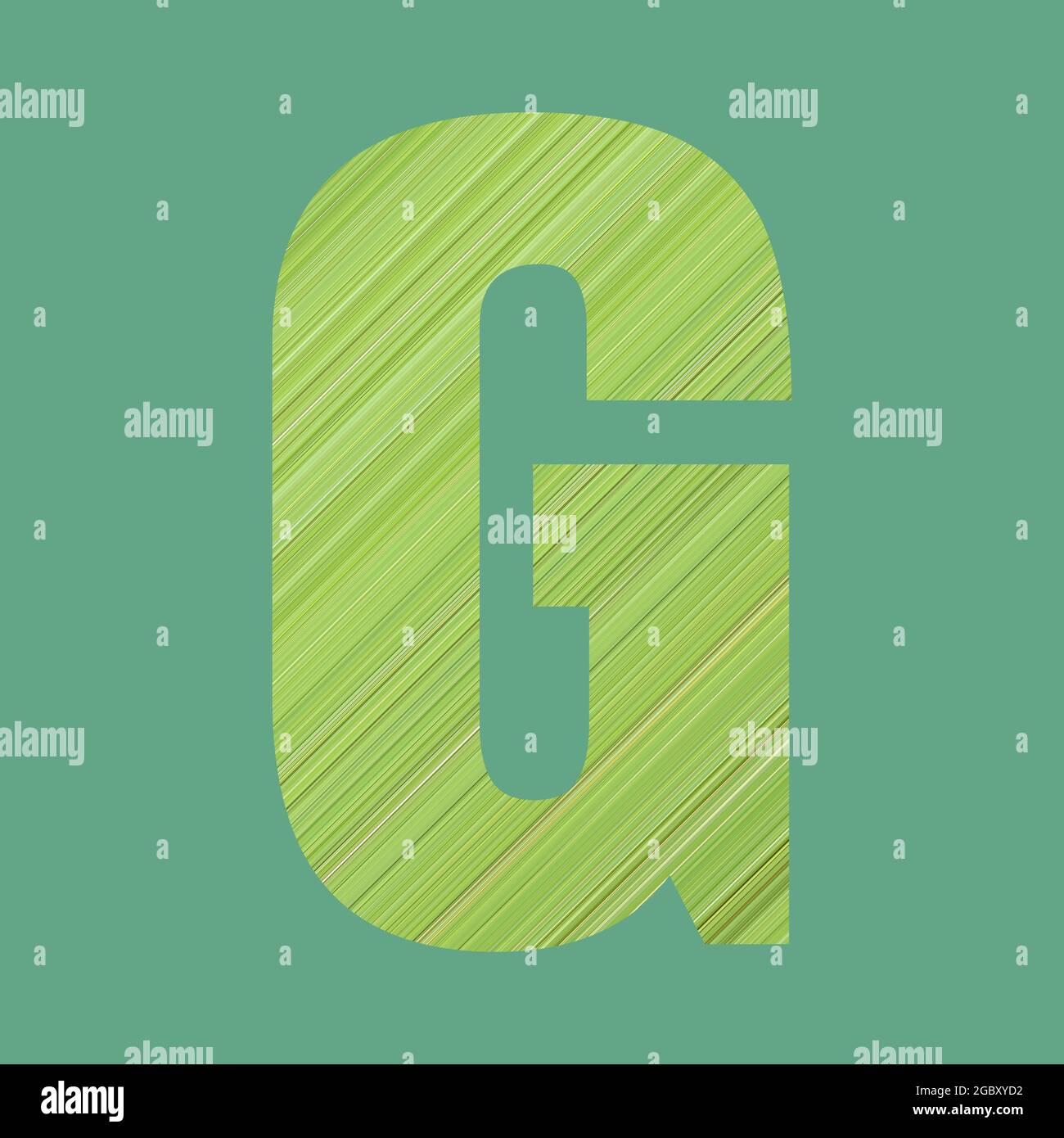 Alphabet letters of shape G in green pattern style on pastel green ...