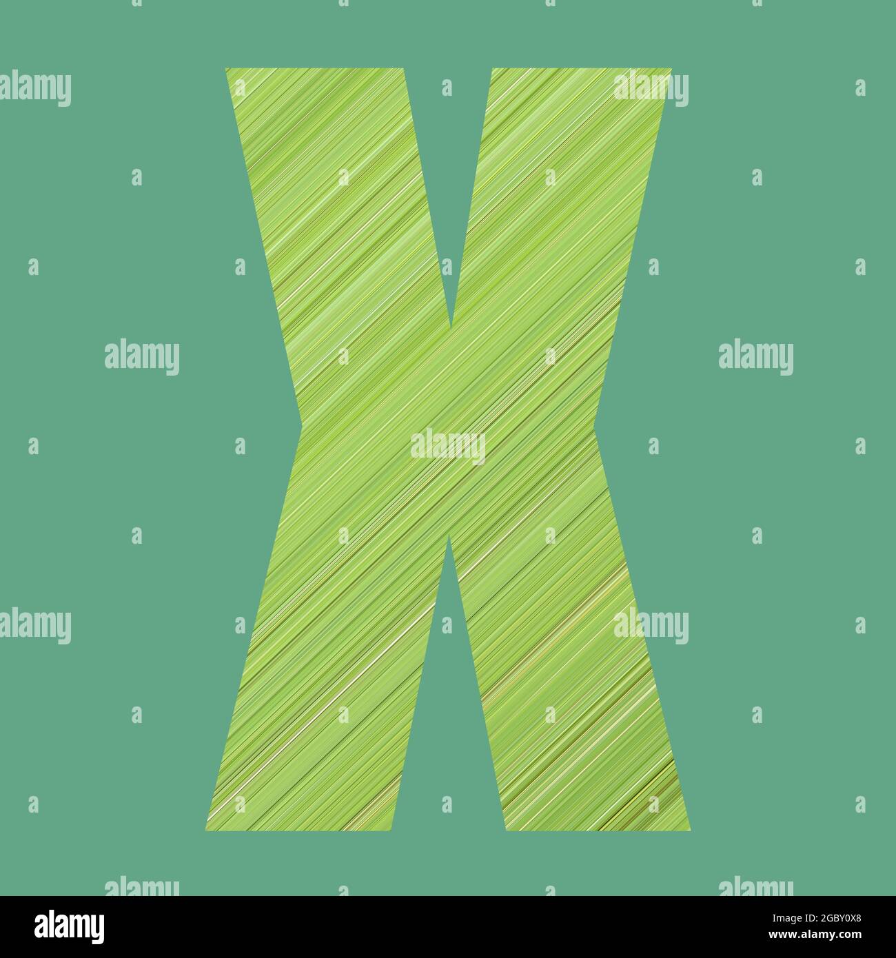 Alphabet letters of shape X in green pattern style on pastel green ...