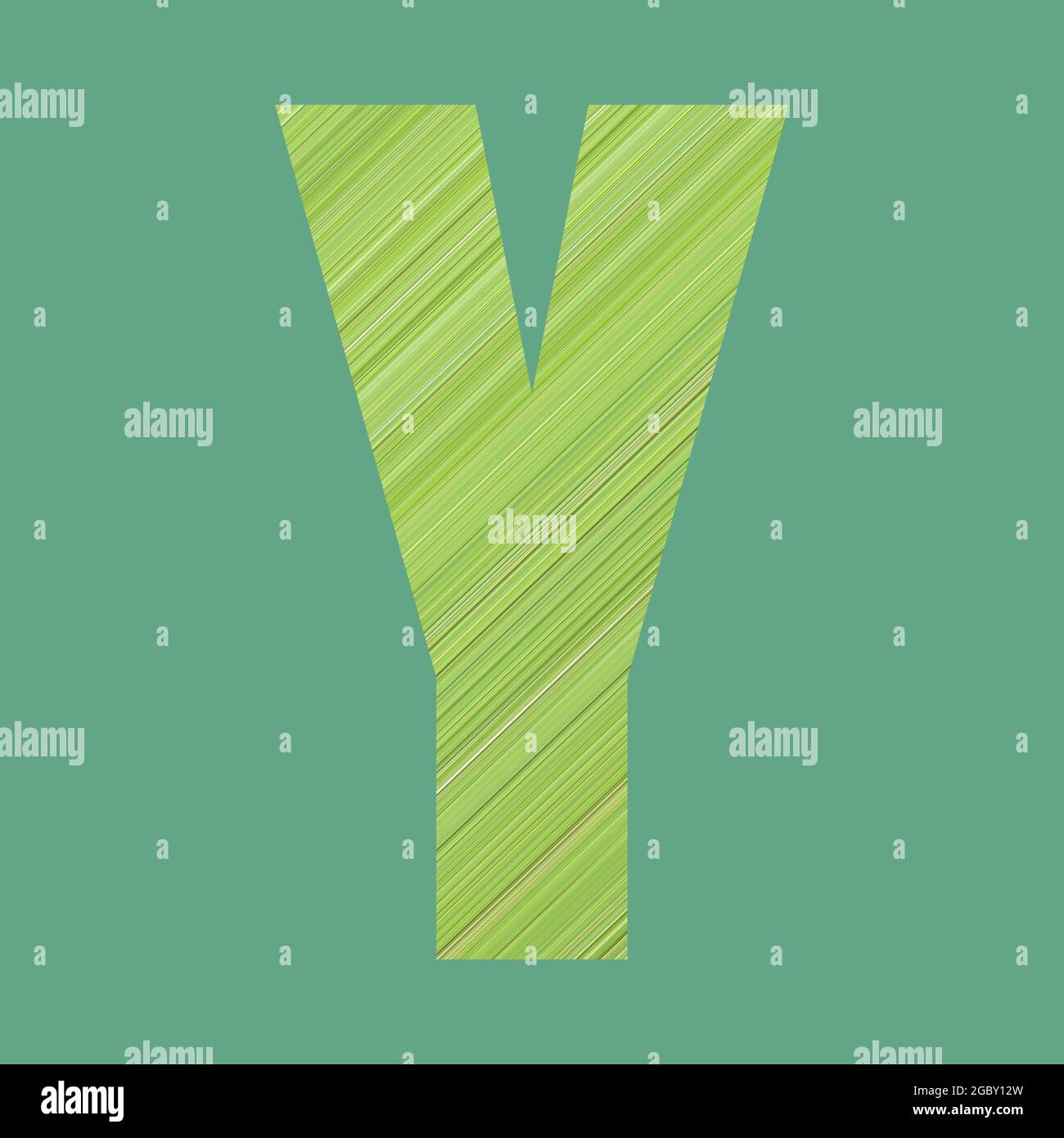 Alphabet letters of shape Y in green pattern style on pastel green ...