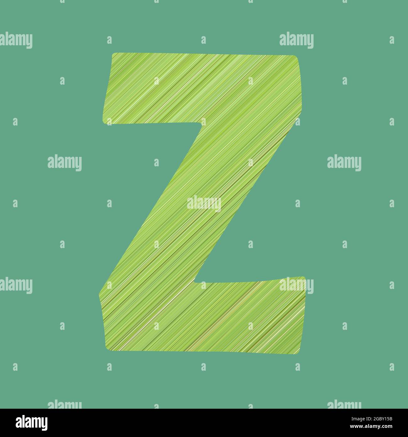 Alphabet letters of shape Z in green pattern style on pastel green ...