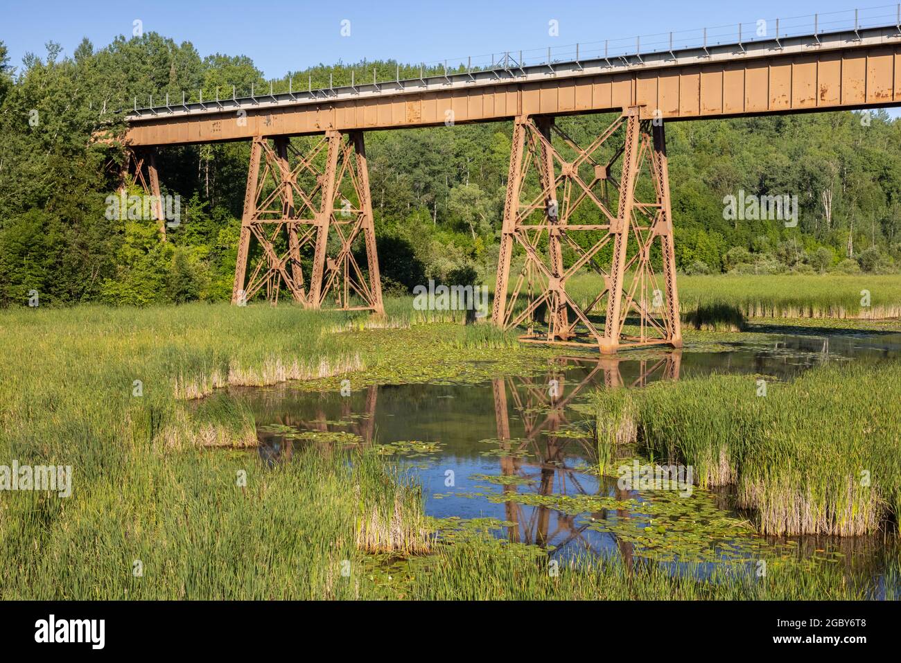 Railroad Trestle Bridge Over Swampy Creek Stock Photo - Alamy