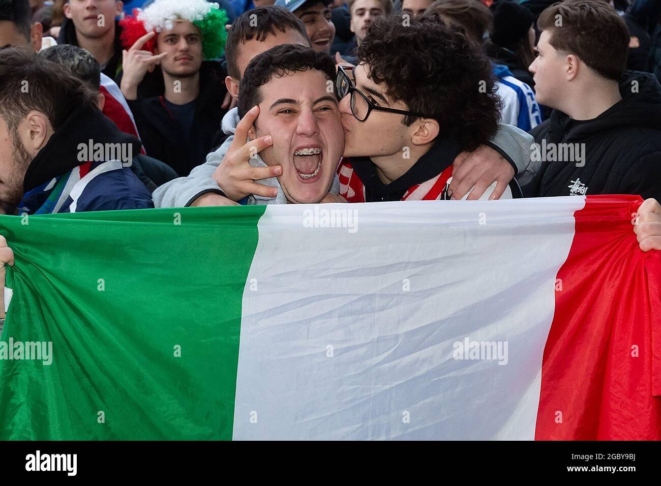 Italy fans are seen celebrating during the Euro 2020 Championship Grand ...