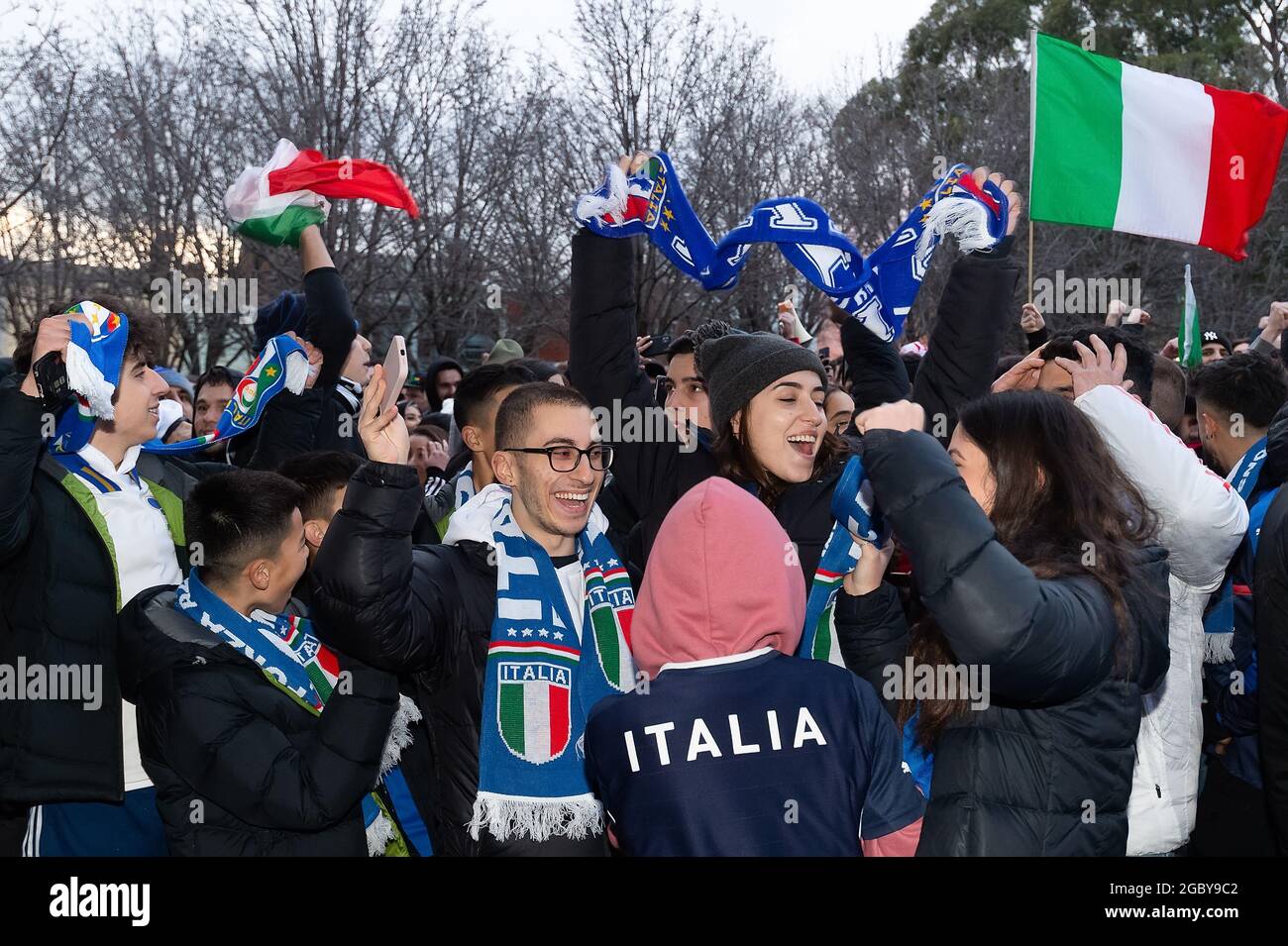Italy fans are seen celebrating during the Euro 2020 Championship Grand ...