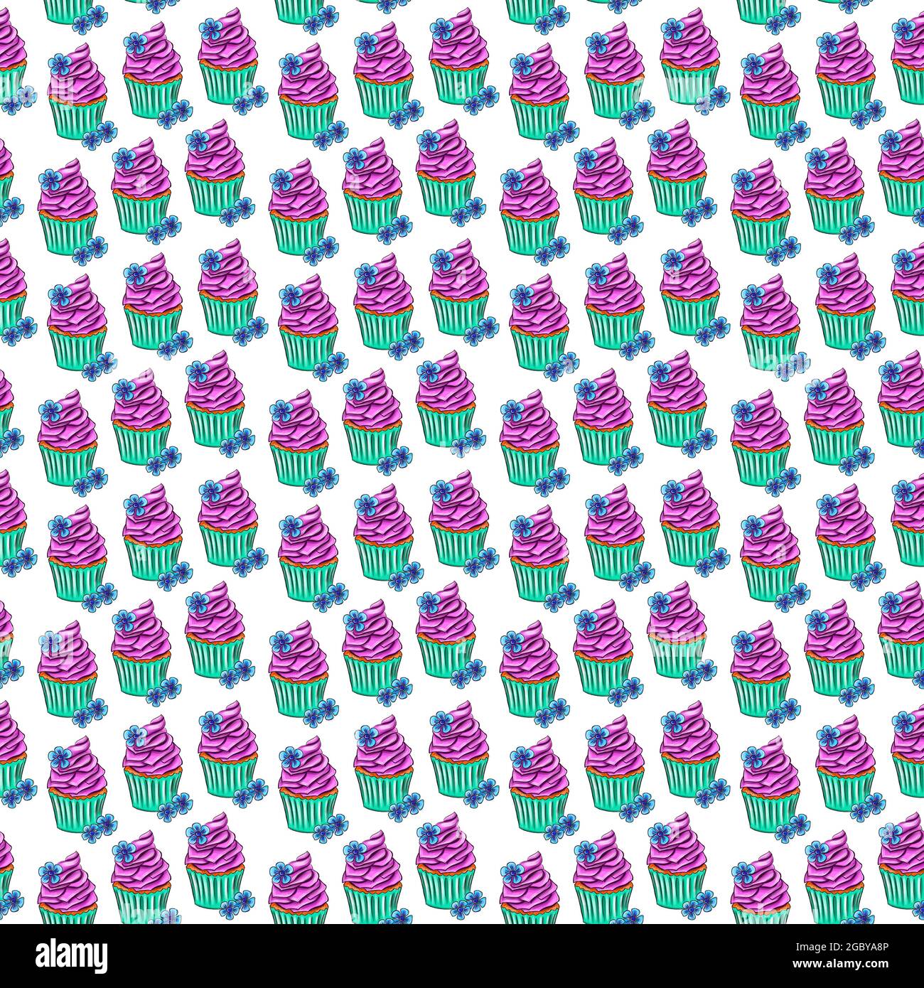 Illustration digital drawing sweet cake seamless pattern on a white ...