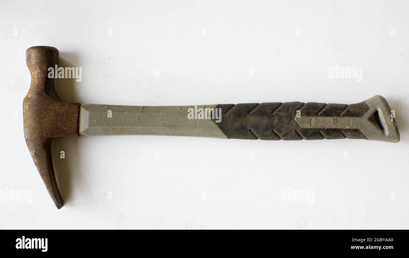 A High Angle View of a Carpenter's Hammer on a White Background Stock ...