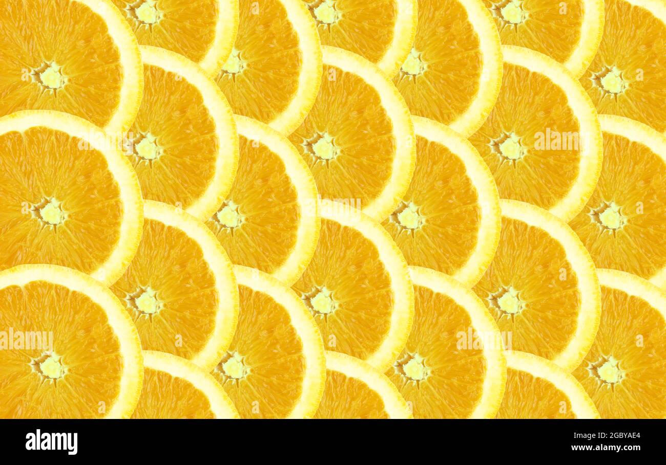 Sliced orange stacked in pattern of equal for design in your summer ...