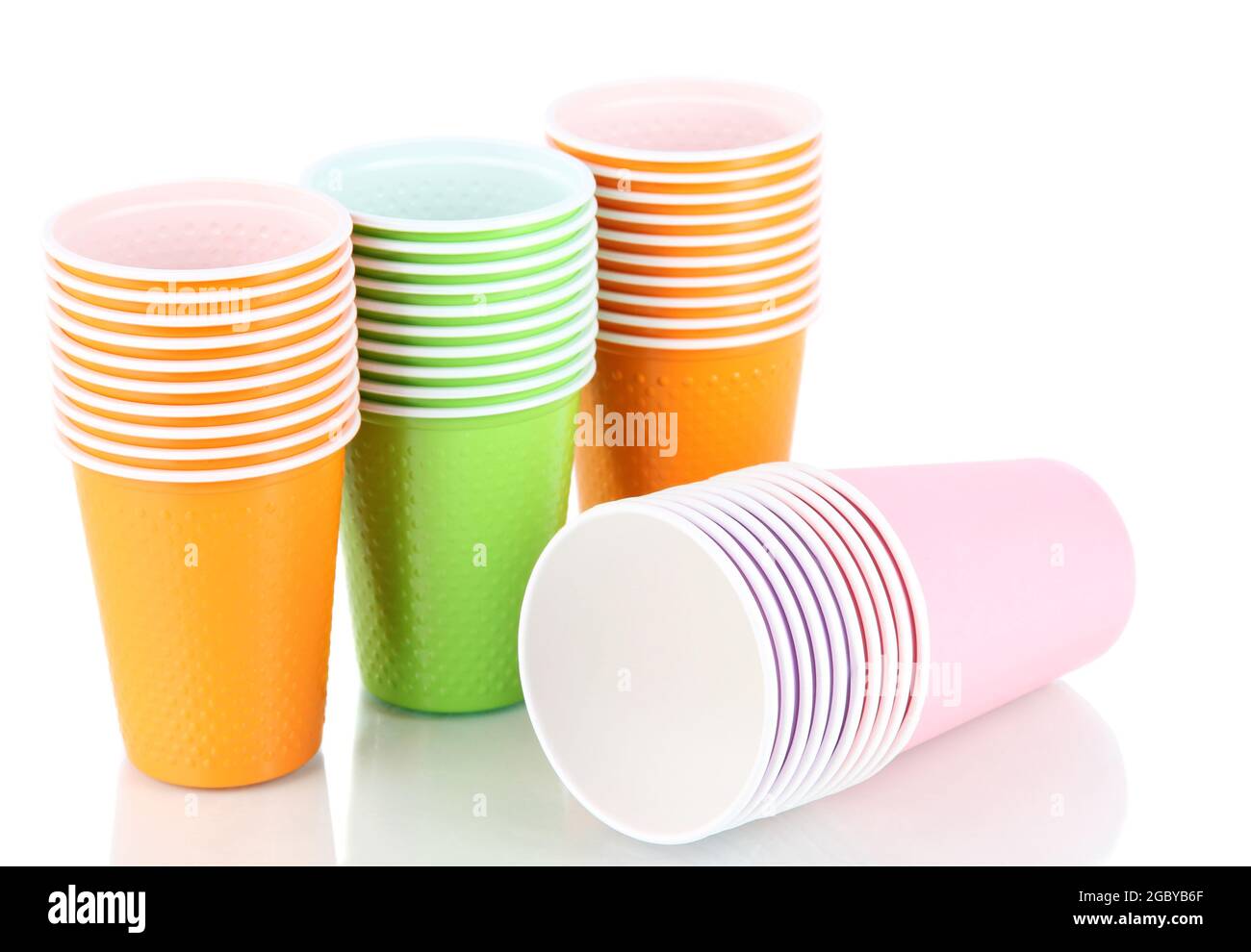 Cups in different color isolated on white Stock Photo - Alamy