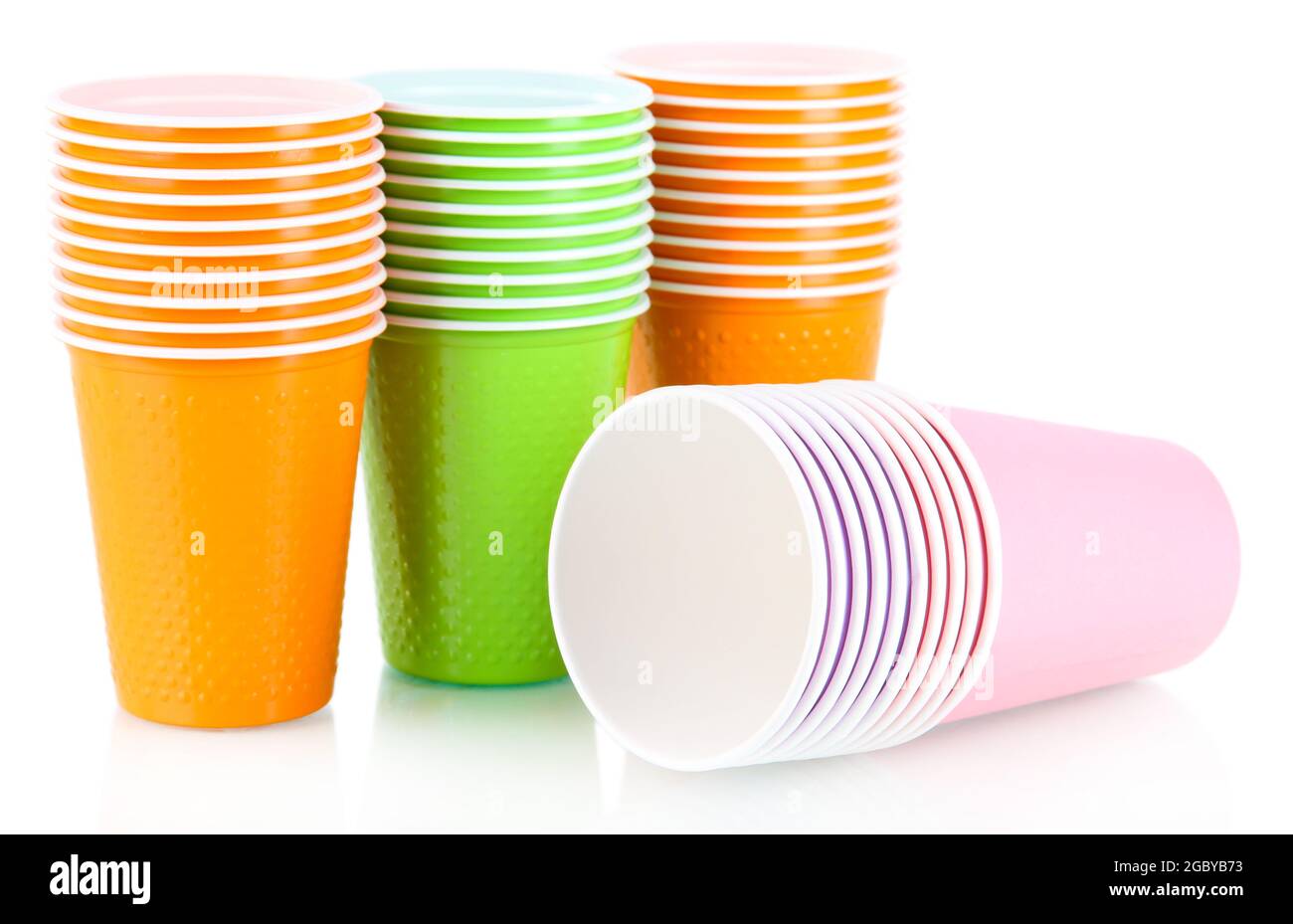 Cups in different color isolated on white Stock Photo - Alamy