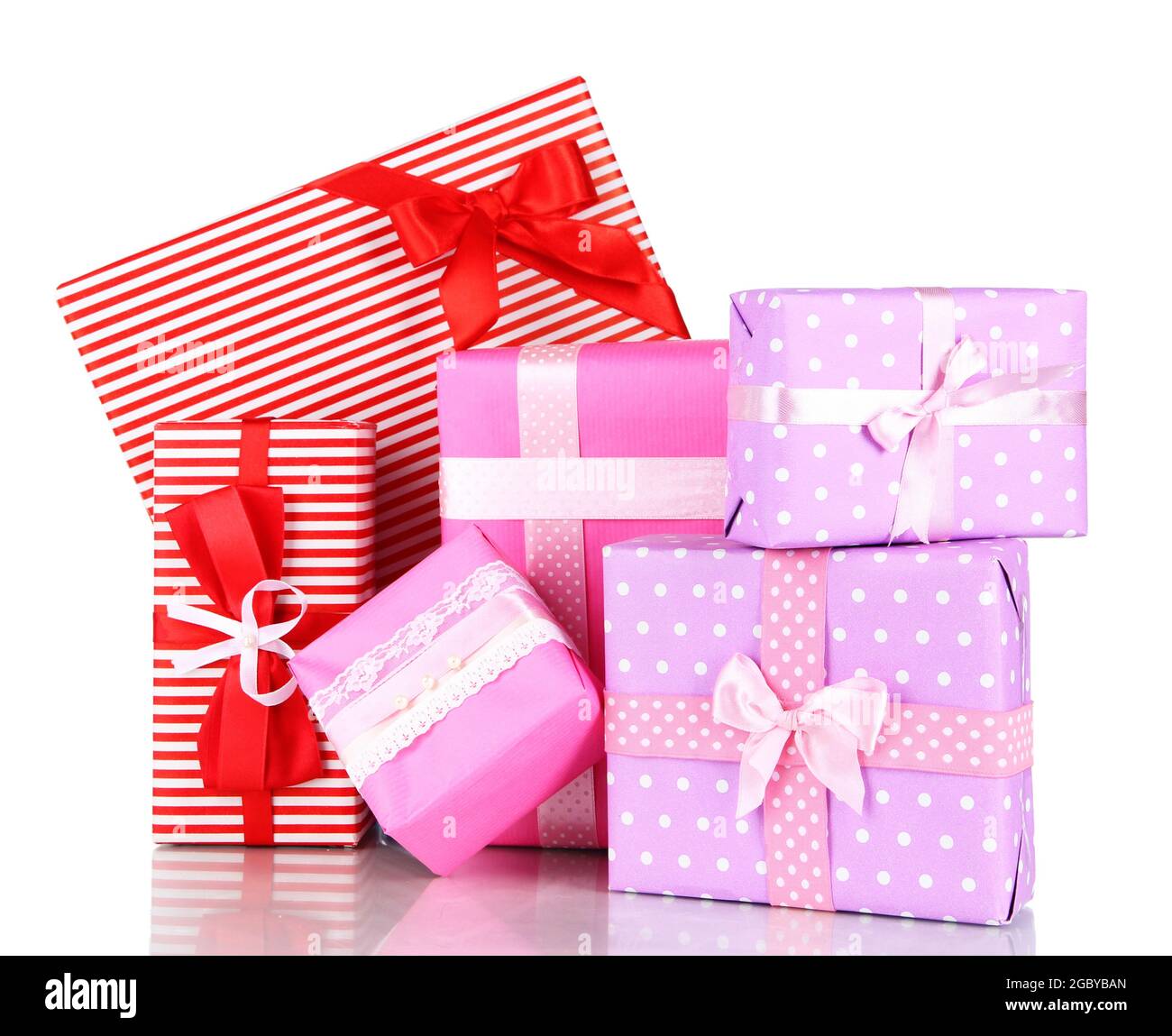 Gift boxes, festive wrapping isolated on white Stock Photo - Alamy
