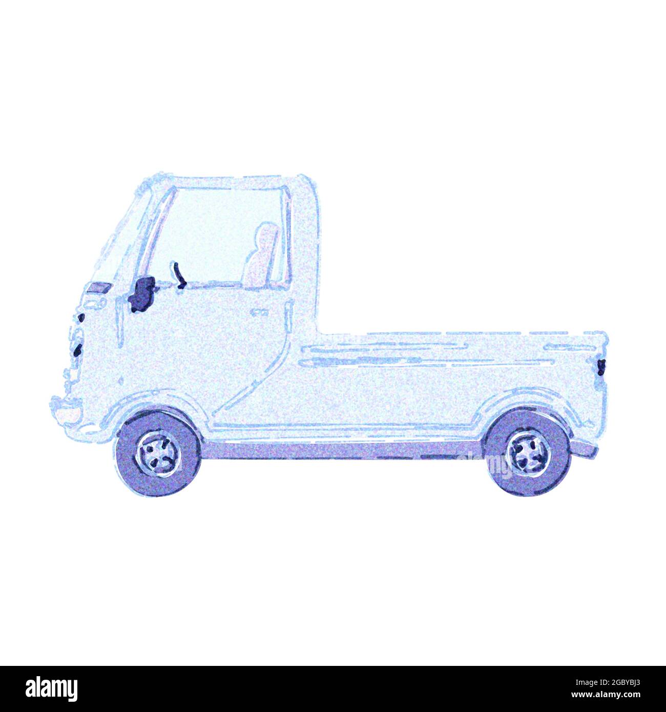 Cute car.minitruck.Sideways.It is a watercolor touch Stock Photo - Alamy