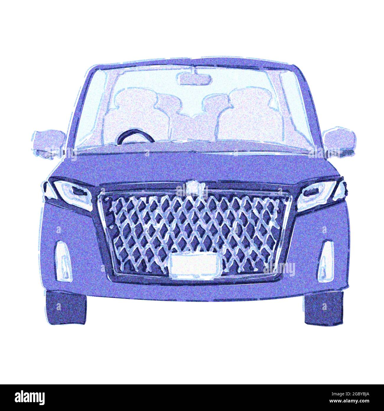 Cute car.Minivan.It is a watercolor touch Stock Photo - Alamy