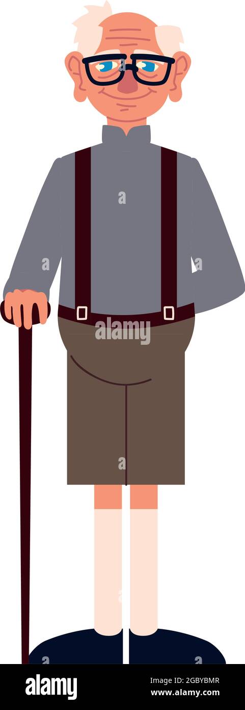 grandpa with walk cane Stock Vector Image & Art - Alamy