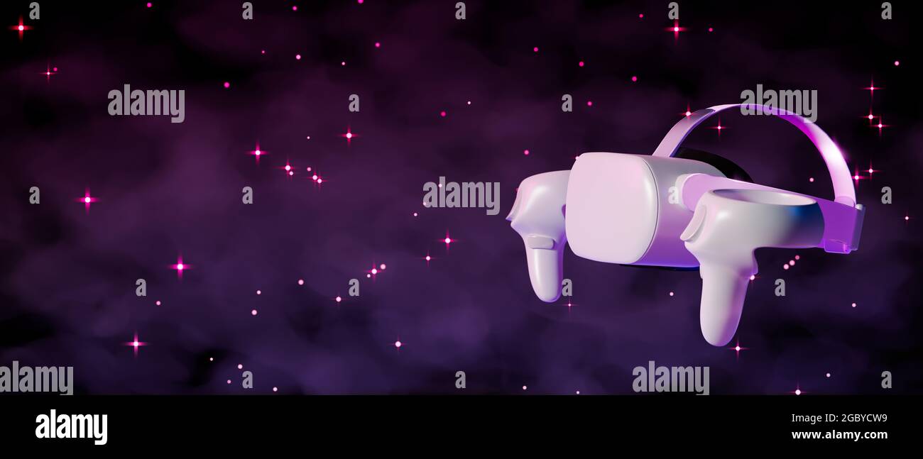 Virtual reality glasses with controllers copy space on cosmo galaxy ...