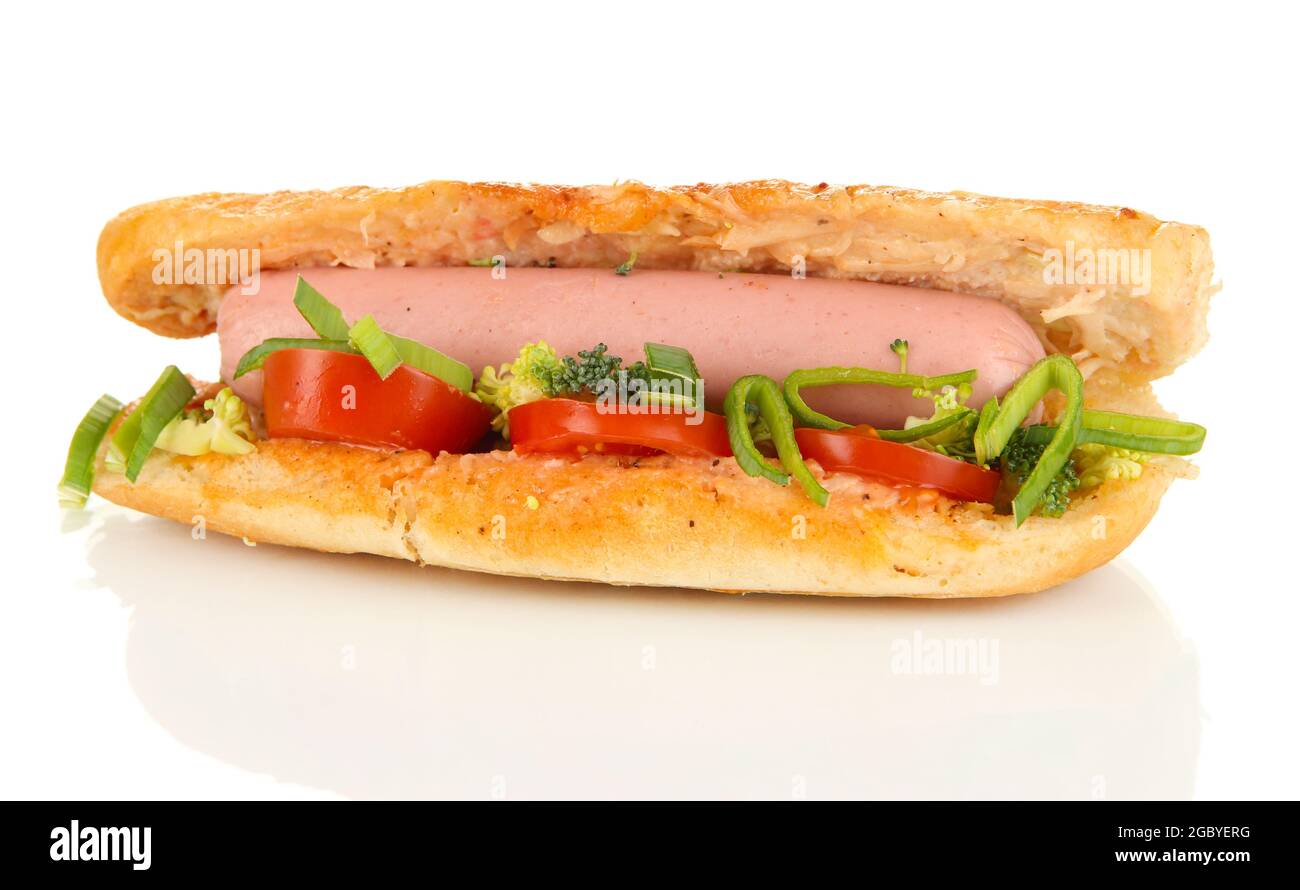 Delicious hot dog isolated on white Stock Photo - Alamy