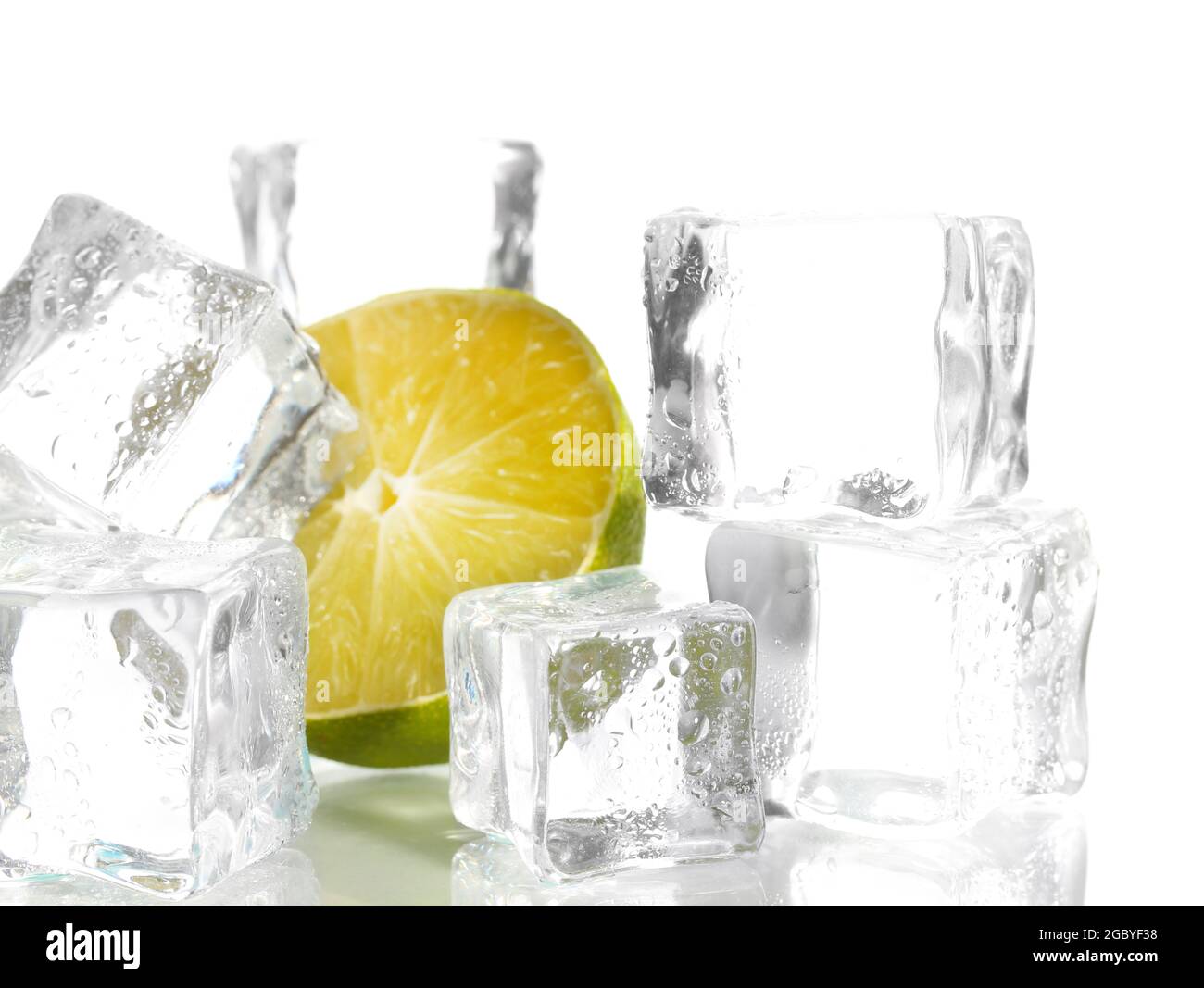 Ice cubes isolated on white Stock Photo - Alamy