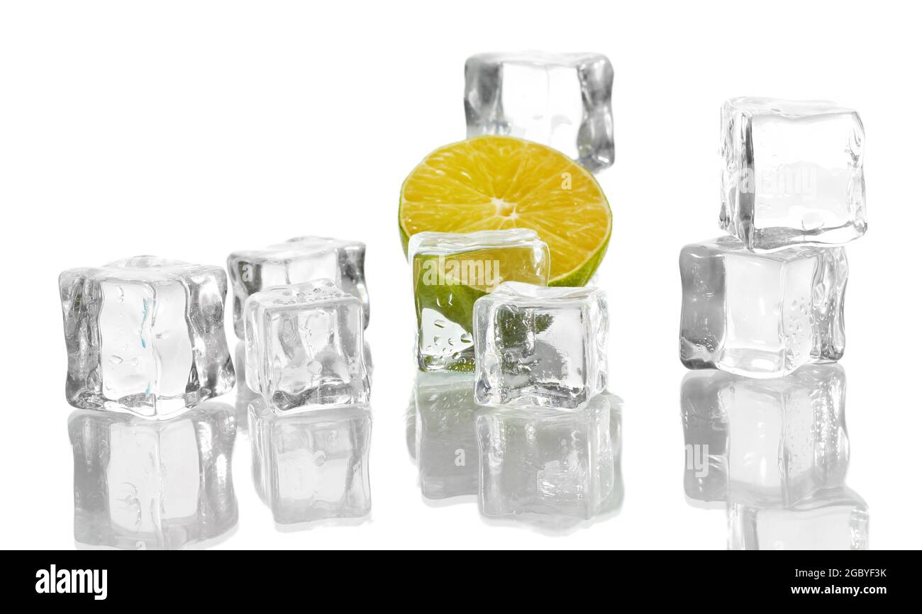 Ice cubes isolated on white Stock Photo - Alamy