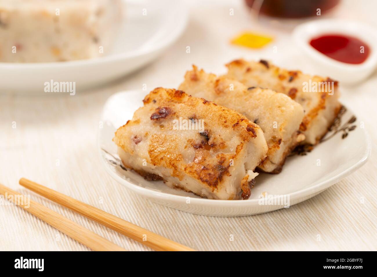 Pan fried Chinese radish cake Stock Photo - Alamy