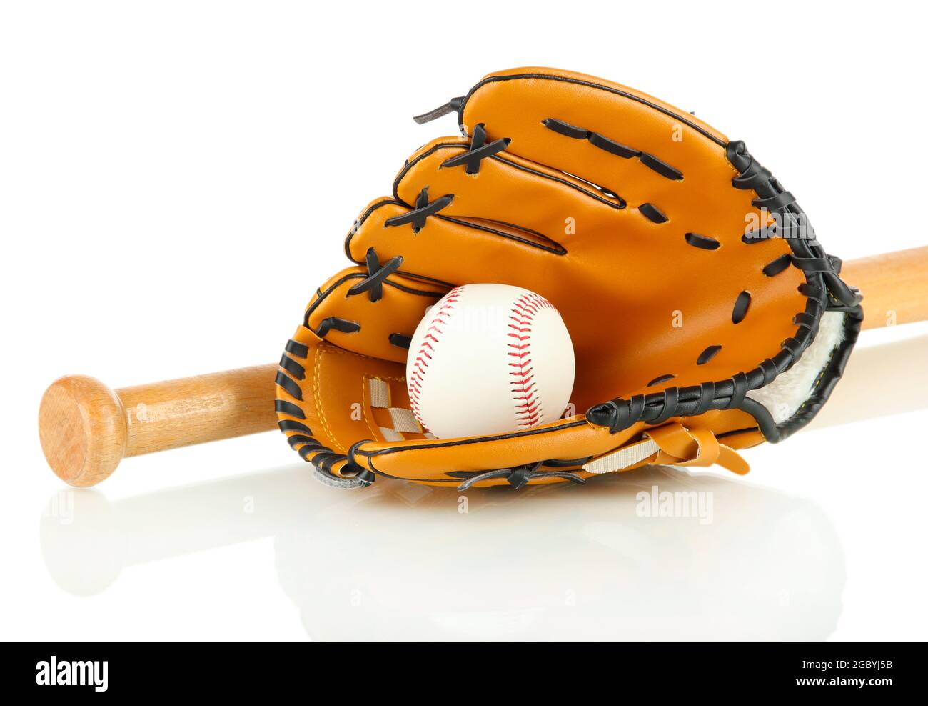 Baseball glove, bat and ball isolated on white Stock Photo - Alamy