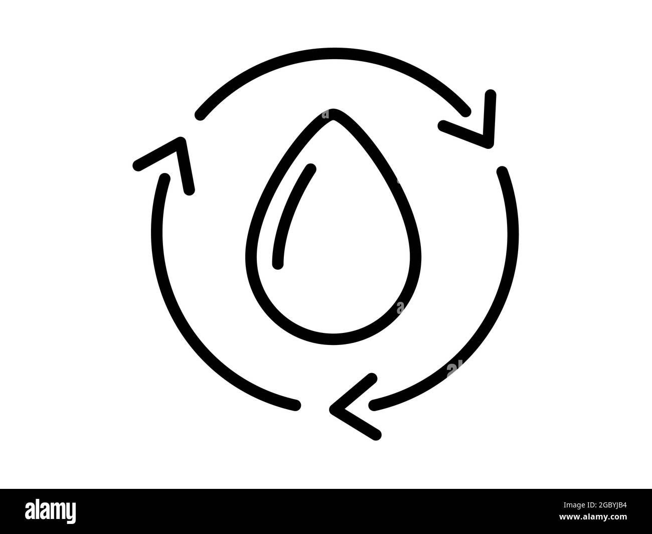 water reuse reusable drop cycle single isolated icon with outline style ...